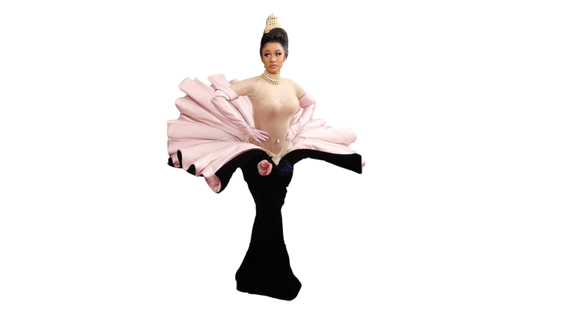 Cardi B steals Grammys red carpet pre-show with oysters and pearls ...