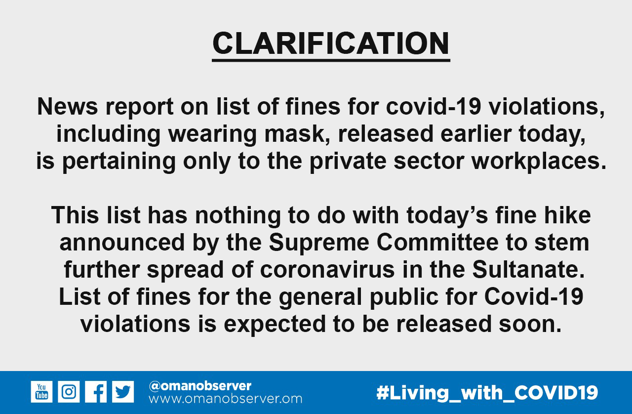 Clarification: List of fines for private sector - Oman Observer